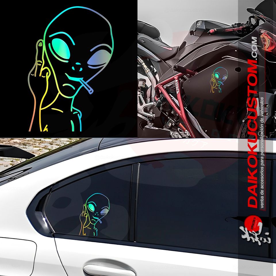 Sticker Adhesivo Alien Tornasol 10.3cm X 15cm – Daikoku custom