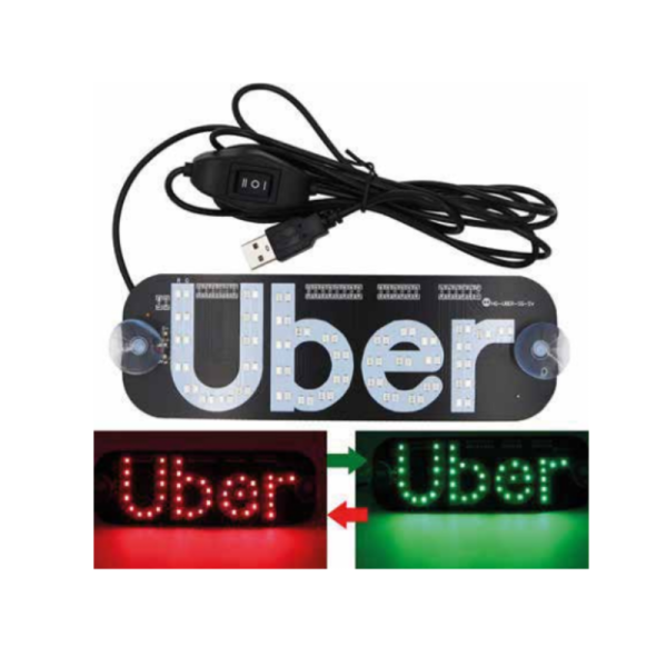 Letrero Uber Led Al Usb Con Ventosa (Bi Rojo+Verde) – Daikoku custom