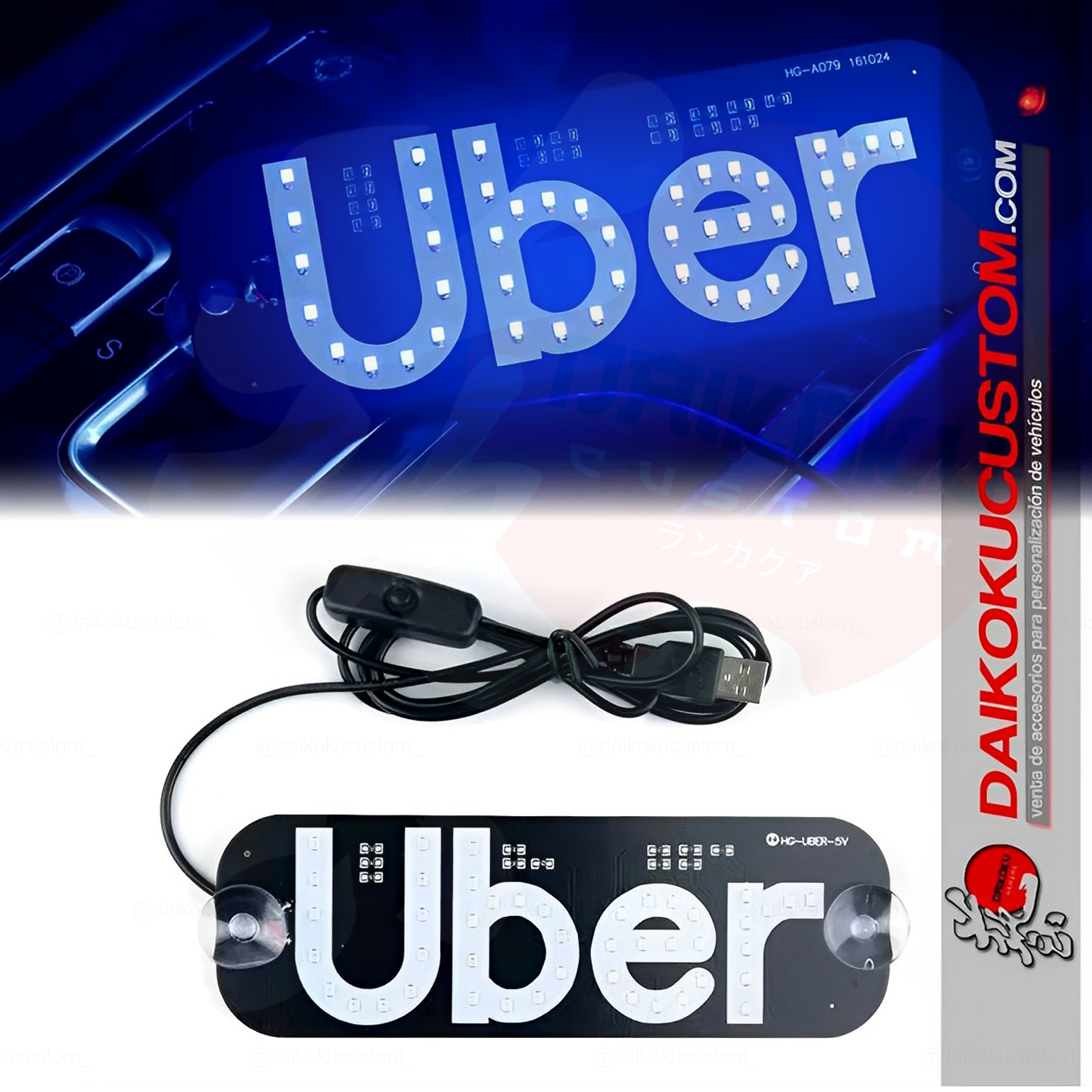 Letrero Uber Led Al Usb Con Ventosa (Azul) – Daikoku custom
